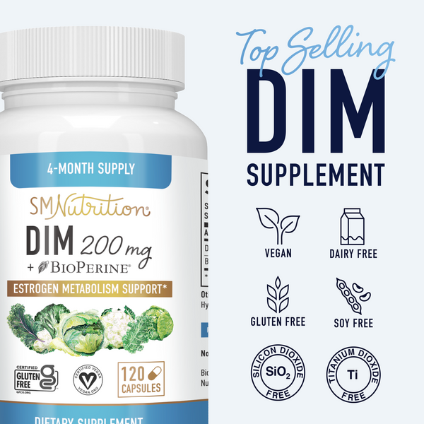 DIM 200mg with BioPerine, 120 Capsules - SMNutrition